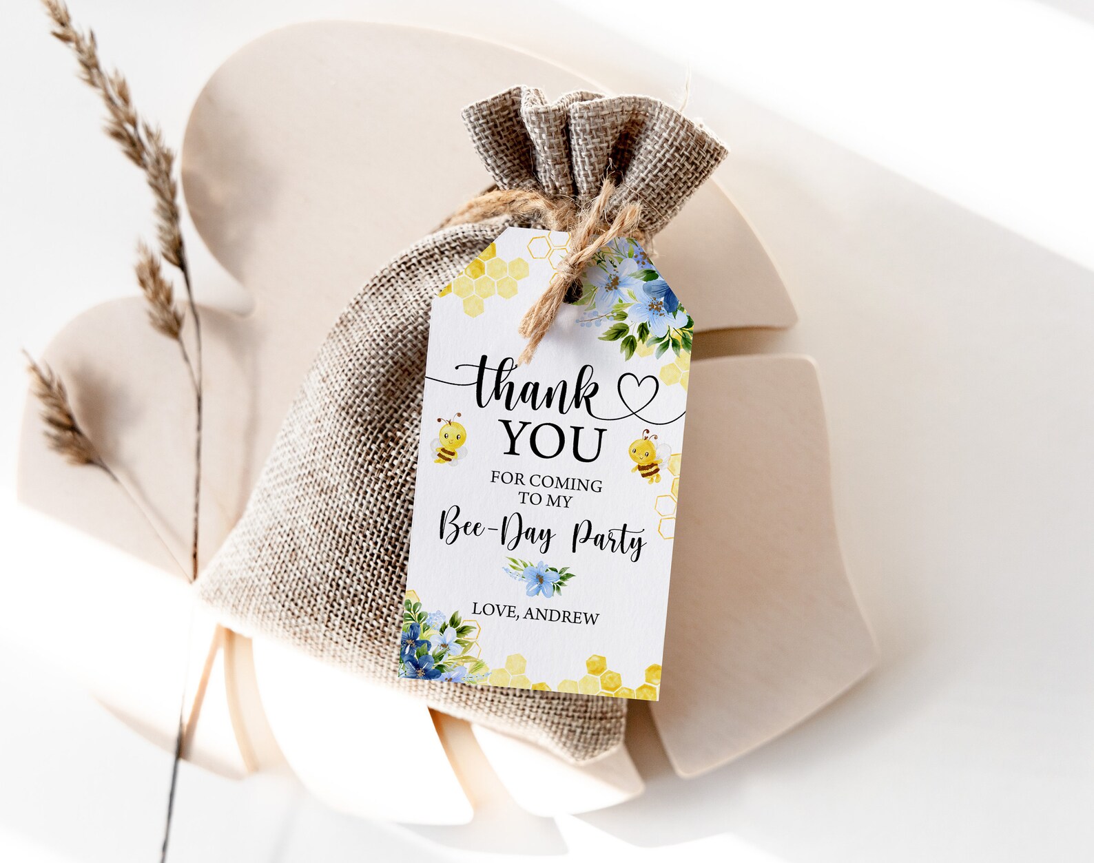 EDITABLE Bee Thank You Tags Thank You for Coming to My Bee-day Favor ...