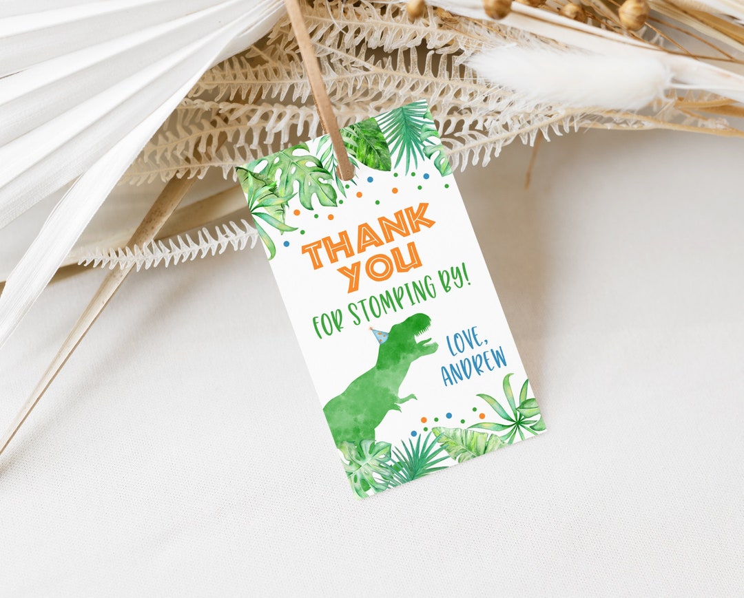 EDITABLE Dinosaur Favor Tag Printable Dinosaur T-rex Birthday Thank You ...