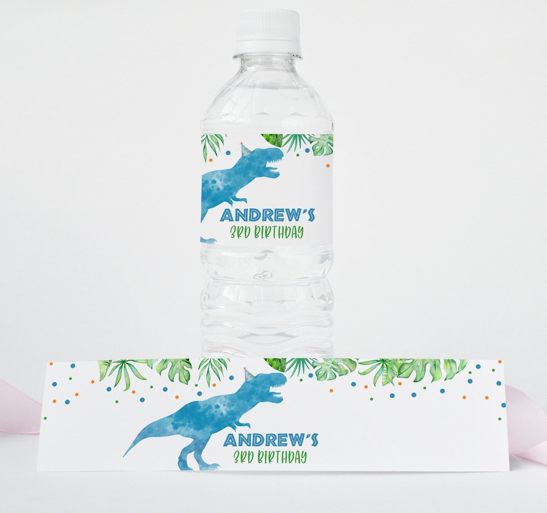 EDITABLE Dinosaur Bottle Label T-rex Dinosaur Water Labels Printable ...