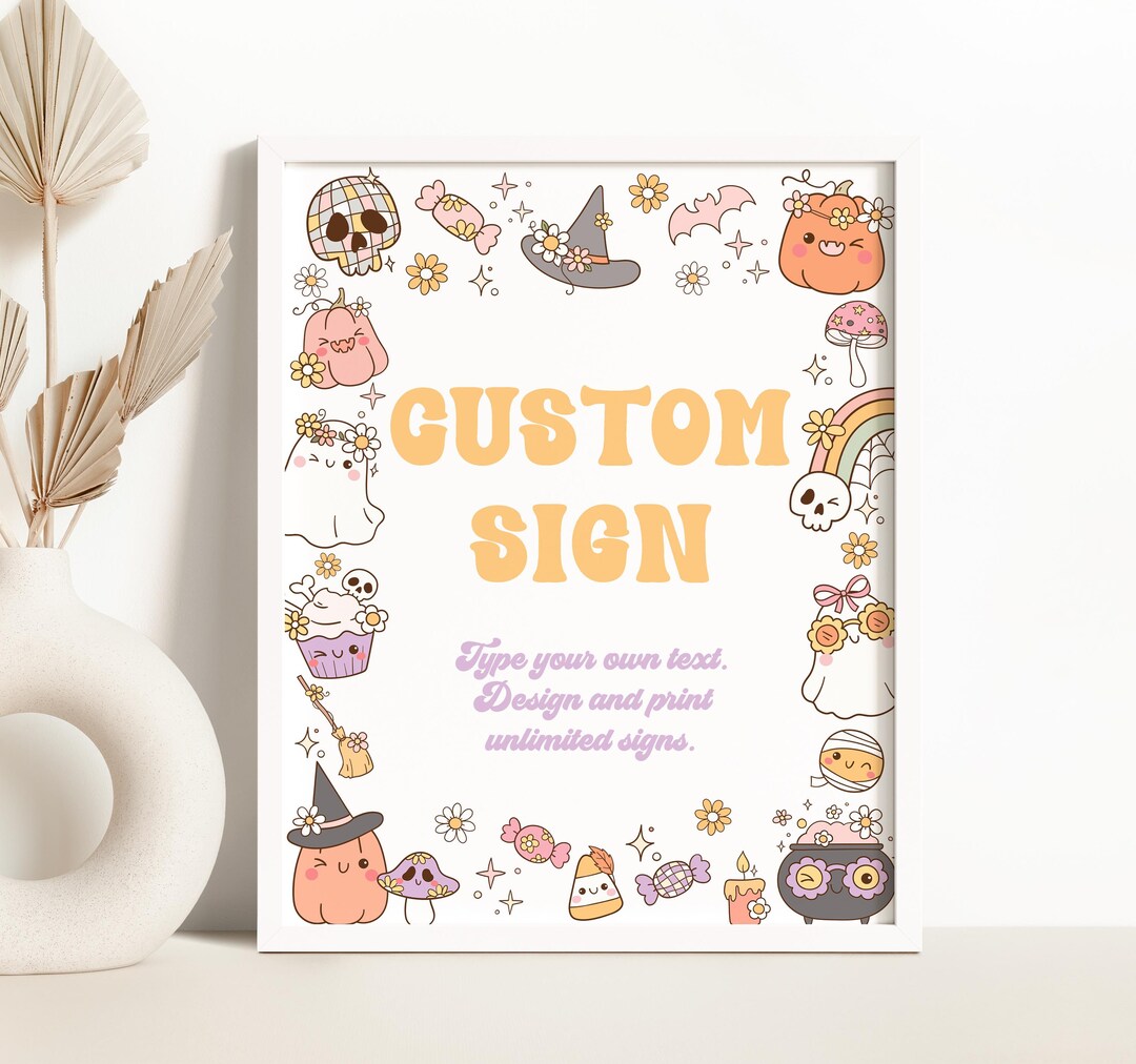 EDITABLE Spooktacular Halloween Birthday Table Sign Pink Halloween ...