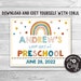 Editable Last Day of Preschool Sign Boho Rainbow Last Day of School ...