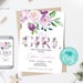 EDITABLE Purple Floral Baby Shower Set, Lilac Baby Shower Invitation ...