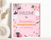 Editable Pink Halloween Ghost Birthday Welcome Sign - Etsy