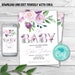 EDITABLE Purple Floral Baby Shower Set, Lilac Baby Shower Invitation ...