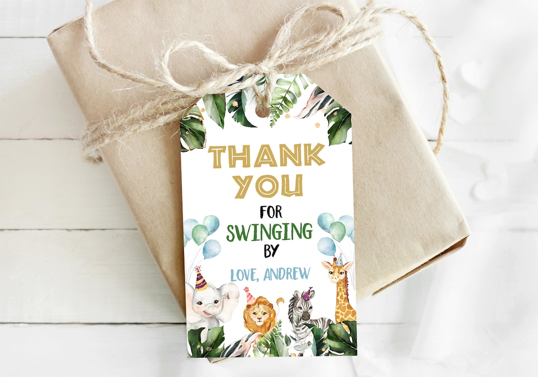EDITABLE WILD Animals Favor Tag, Printable Jungle Favor Tags, Safari ...
