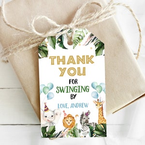 EDITABLE WILD Animals Favor Tag, Printable Jungle Favor Tags, Safari ...