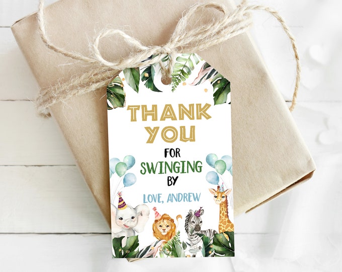 EDITABLE WILD Animals Favor Tag Printable Jungle Favor Tags - Etsy