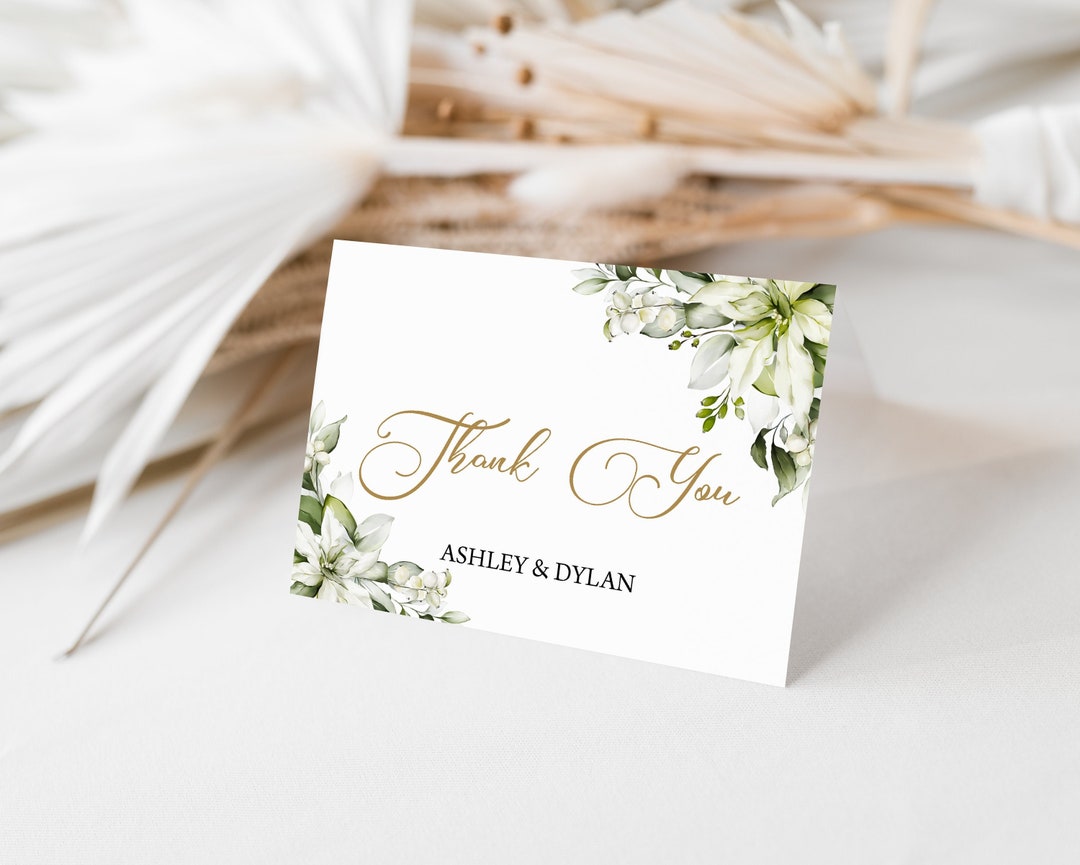 Editable Christmas Thank You Folded Card Christmas Floral - Etsy