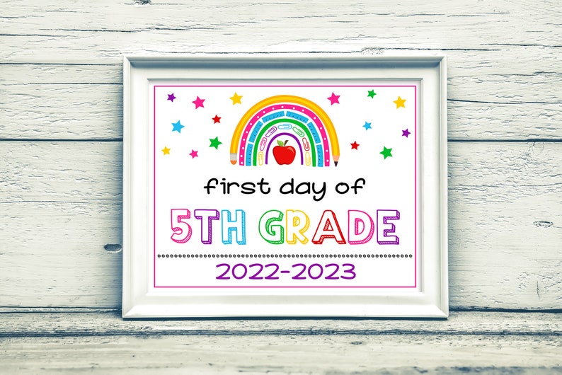First Day Of Fifth Grade Sign First Day Of School Sign School Etsy de