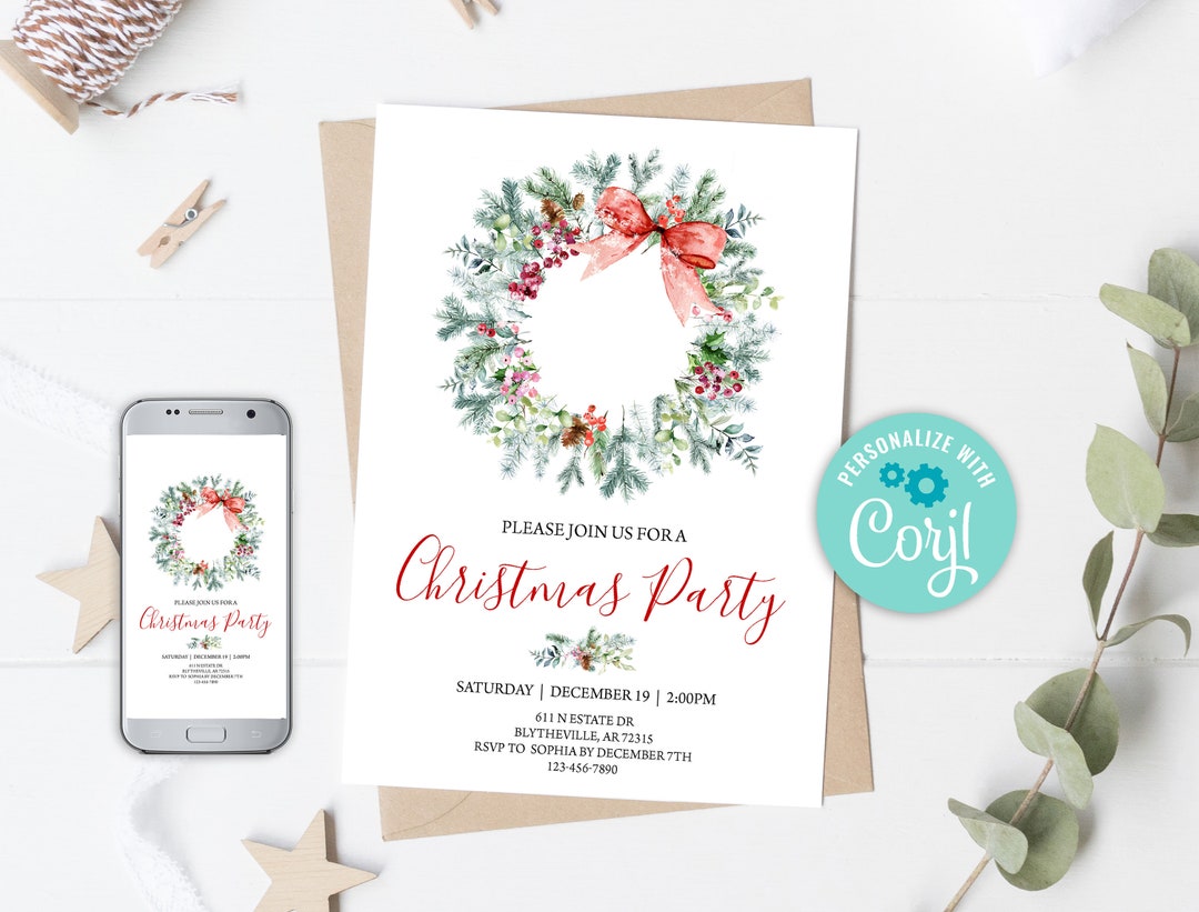 EDITABLE Christmas Party Invitation, Christmas Invitations Printable ...