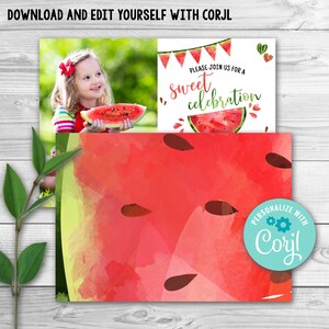 Editable Watermelon Invitation Any Age Red Watermelon Party Invitation ...
