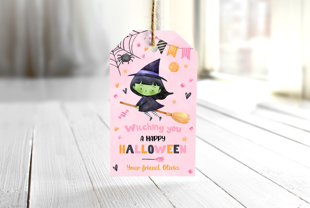 EDITABLE Halloween Treat Tags, Halloween Witch Favor Tags, Witching You ...