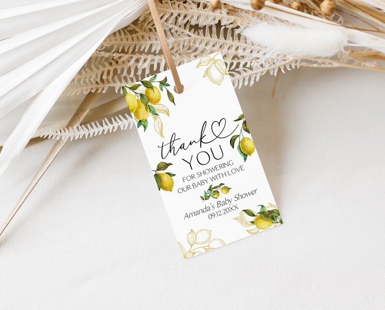 EDITABLE Lemon Thank You Tags Lemon Favor Tag Lemon Gift Tag - Etsy