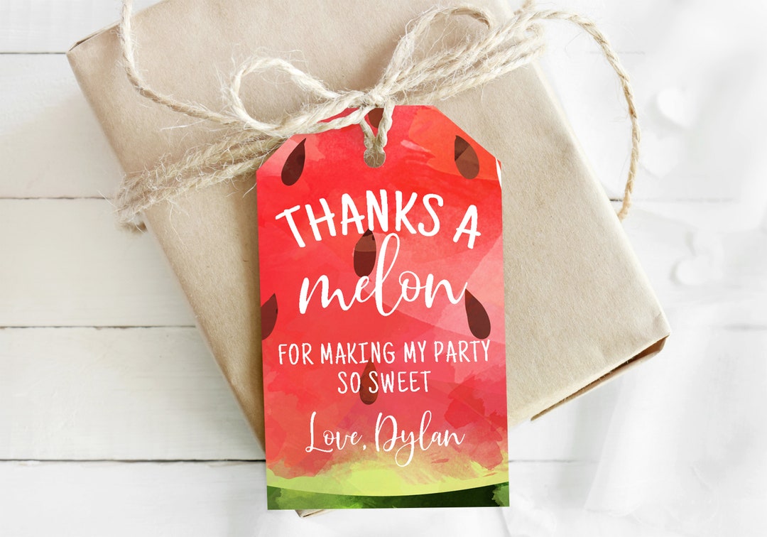EDITABLE Watermelon Favor Tag, One in a Melon Thank You Tags, Red ...