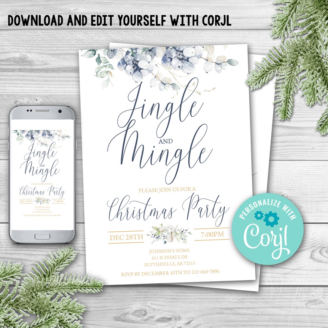 EDITABLE Jingle and Mingle Christmas Invite Printable. Christmas Party ...