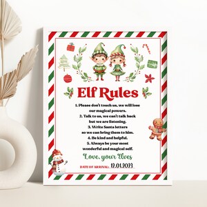 Editable Elf Rules to Follow Santa Elf Arrival Rules Sign Elf No ...