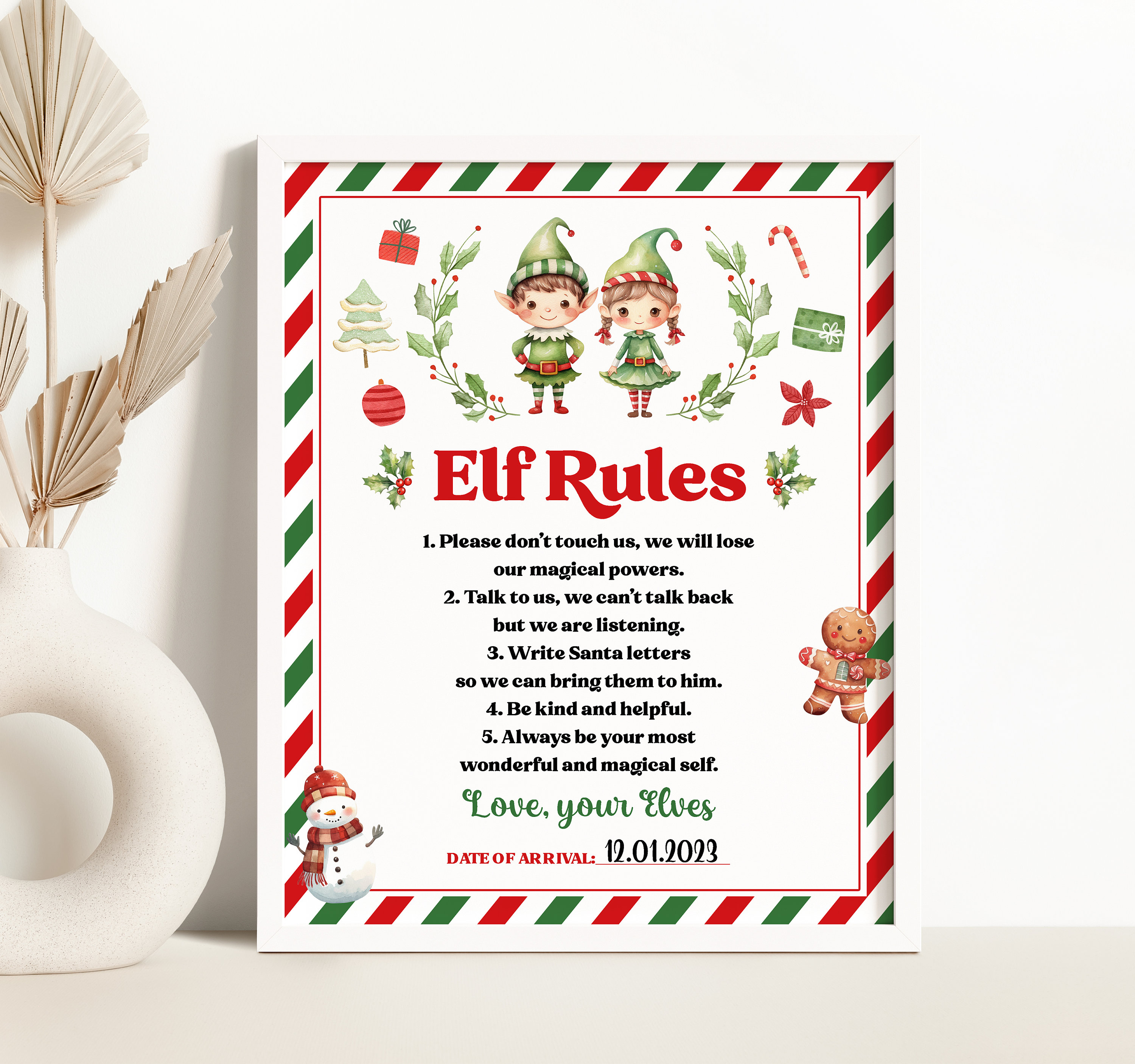 Editable Elf Rules to Follow Santa Elf Arrival Rules Sign Elf No ...