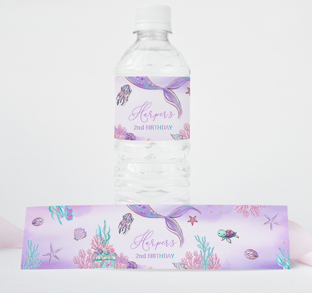 EDITABLE Mermaid Under the Sea Birthday Bottle Label Mermaid Birthday ...