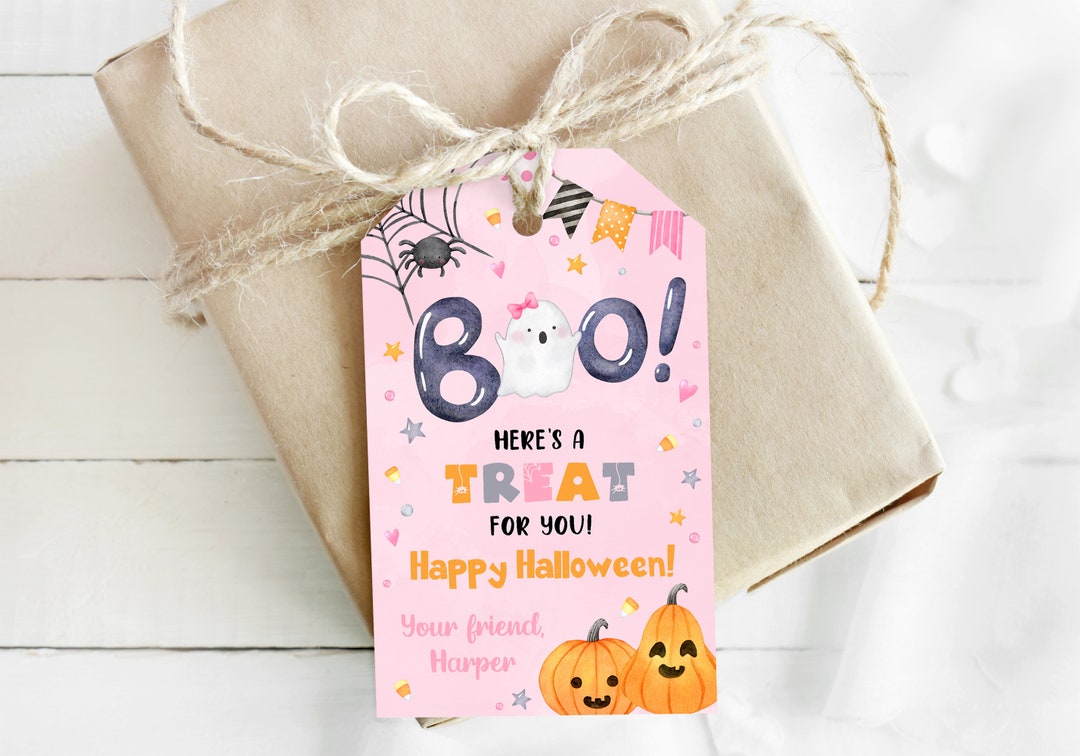 EDITABLE Halloween Treat Tag Boo Halloween Tags Halloween Pumpkin Party ...