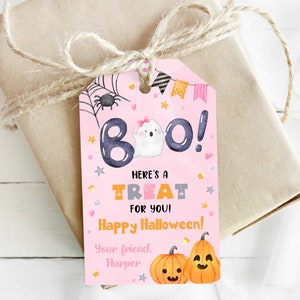 EDITABLE Halloween Treat Tag Boo Halloween Tags Halloween Pumpkin Party ...