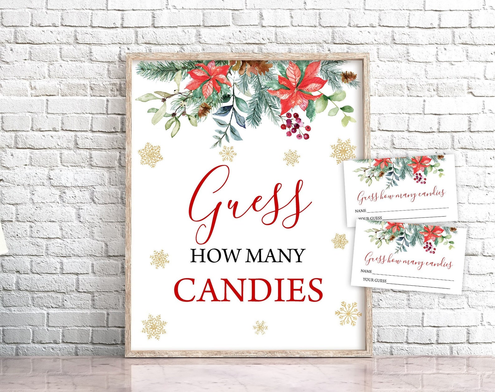 Christmas Guess How Many Candies Sign Holiday Baby Shower | Etsy