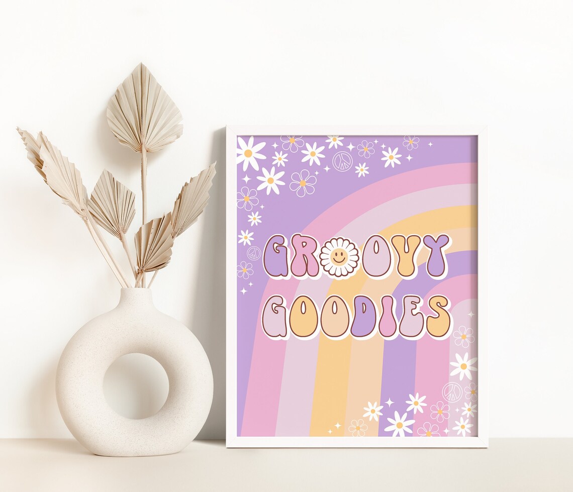 Groovy Goodies Sign 70's Birthday Party Table Decor One - Etsy