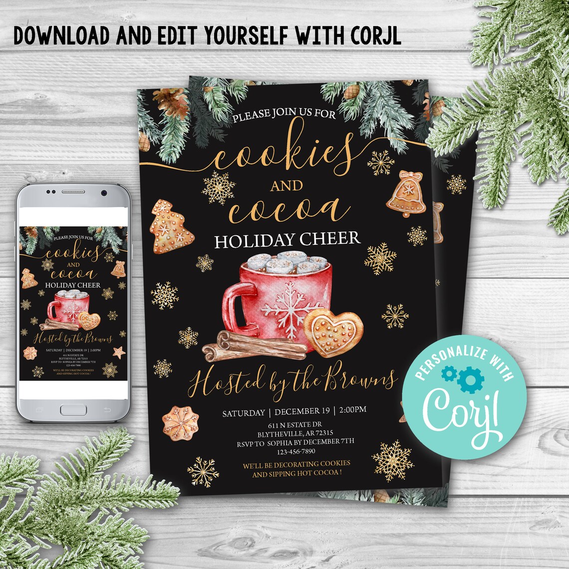 Cookies and Cocoa Holiday Cheer Invitation Hot Cocoa Party - Etsy