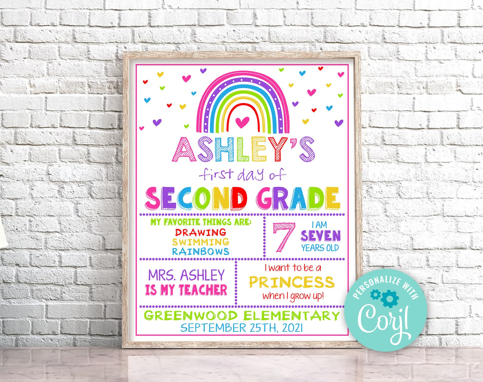 Editable First Day of 2nd Grade Sign, Rainbow First Day of School Sign ...