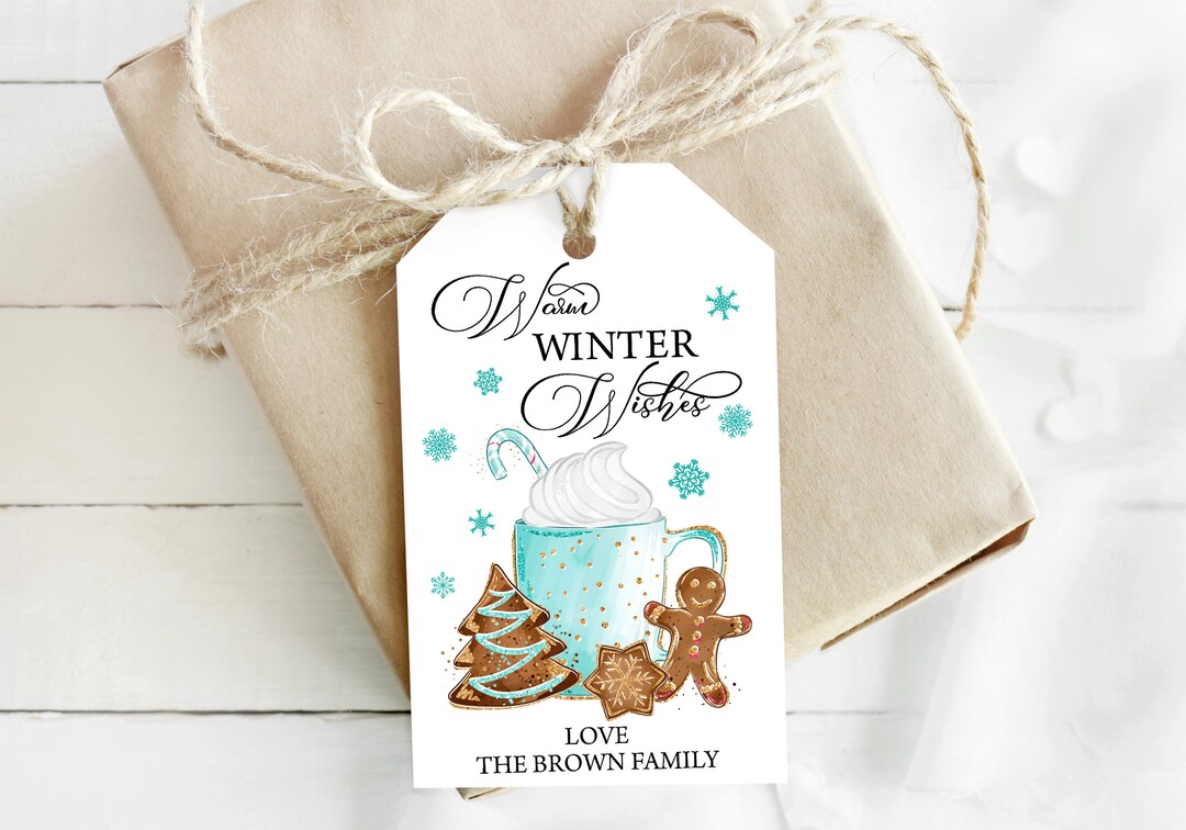 Warm Wishes Tag Hot Chocolate Favor Tag Cookies and Cocoa Christmas ...