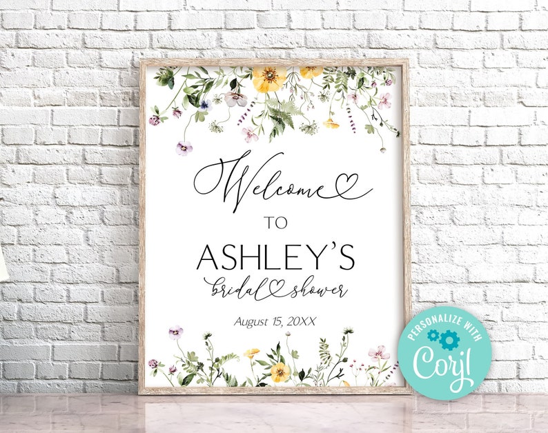 Editable Wildflower Bridal Shower Welcome Sign Spring Floral - Etsy