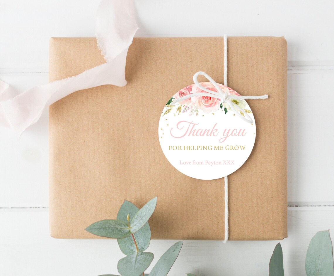 EDITABLE Blush Pink Tags Girl Floral Birthday Favor Tag | Etsy