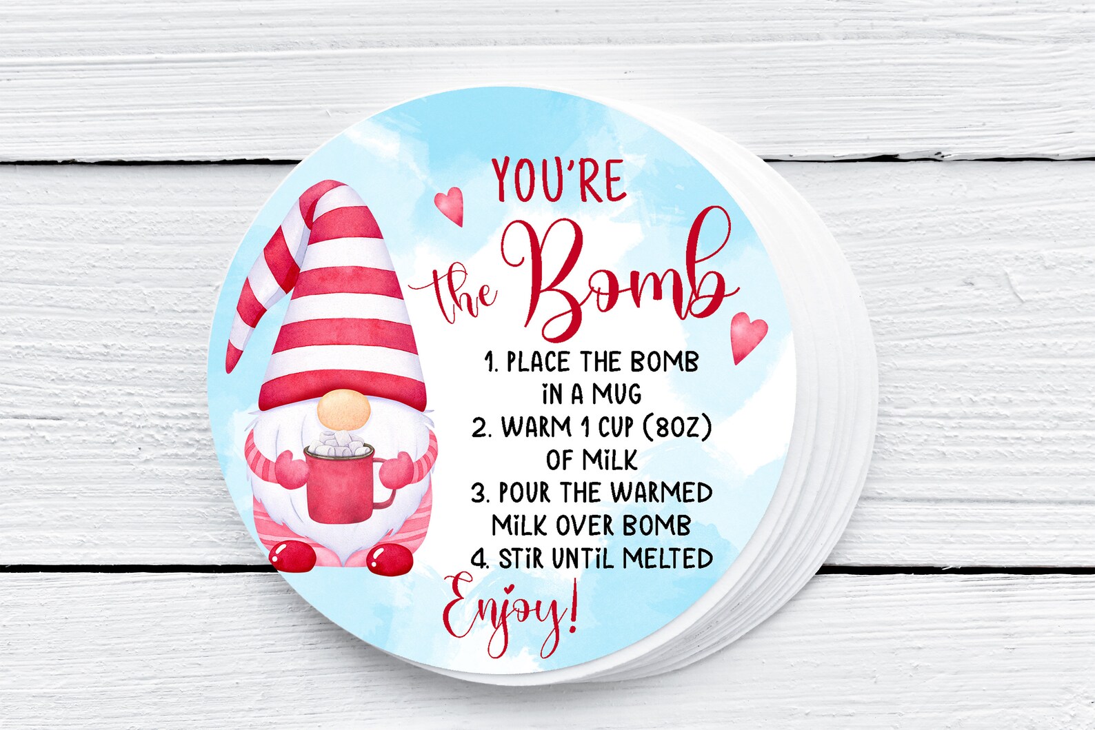 Editable Valentine Gnome Hot Cocoa Bomb Tags Gnome - Etsy