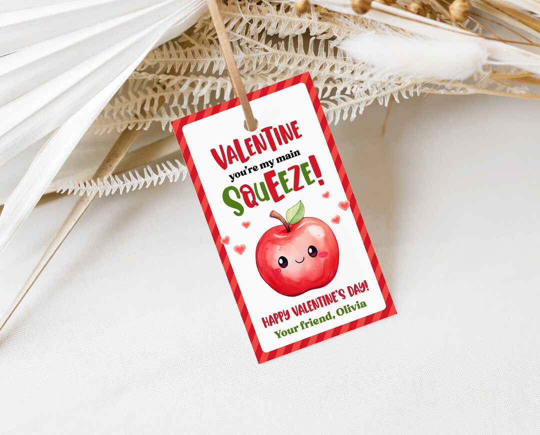 Valentines Applesauce Gift Tag You're My Main Squeeze Applesauce Fruit ...