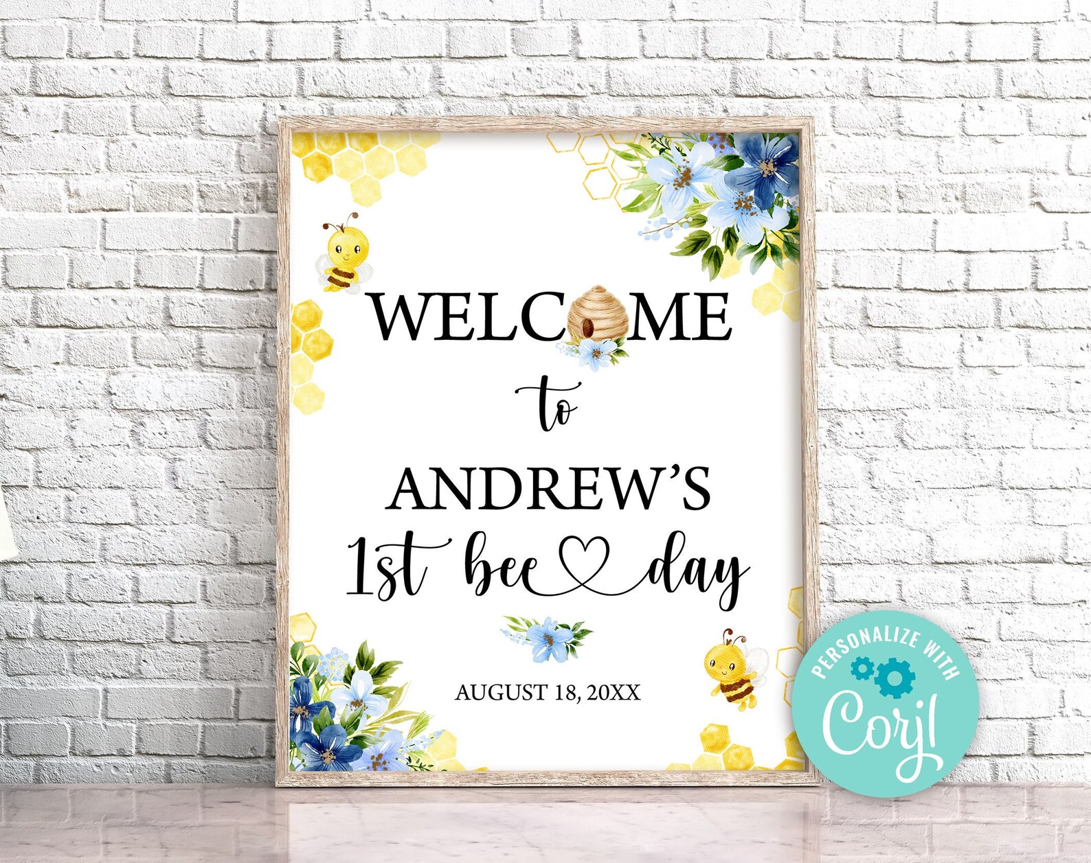Editable Bee-day Welcome Sign Bee Birthday Welcome Sign Honey - Etsy