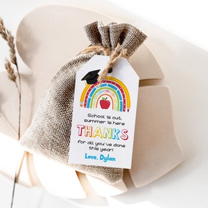 EDITABLE Teacher Appreciation Gift Tags School Supply Rainbow Thank You ...