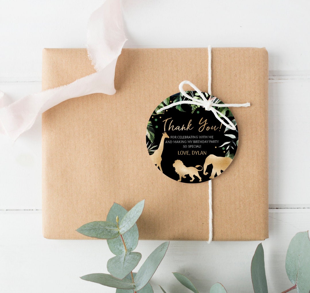 EDITABLE Gold WILD Animals Favor Tag, Printable Jungle Favor Tags ...