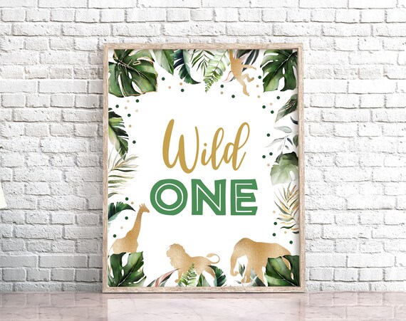 Wild One Safari Birthday Sign Gold Animals Wild One Table | Etsy
