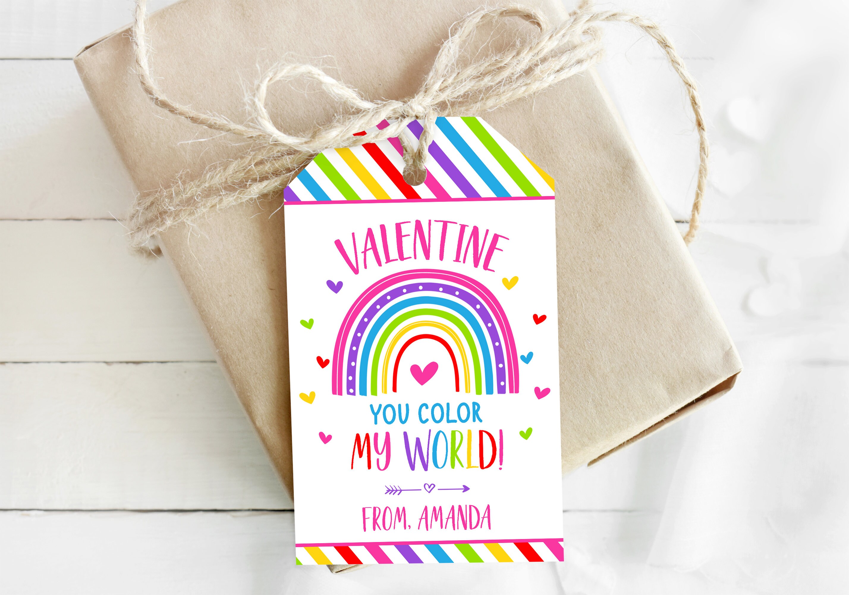 Valentine You Color My World Editable Rainbow Valentine's - Etsy España