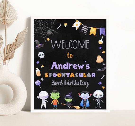 Editable Spooktacular Halloween Birthday Welcome Sign - Etsy