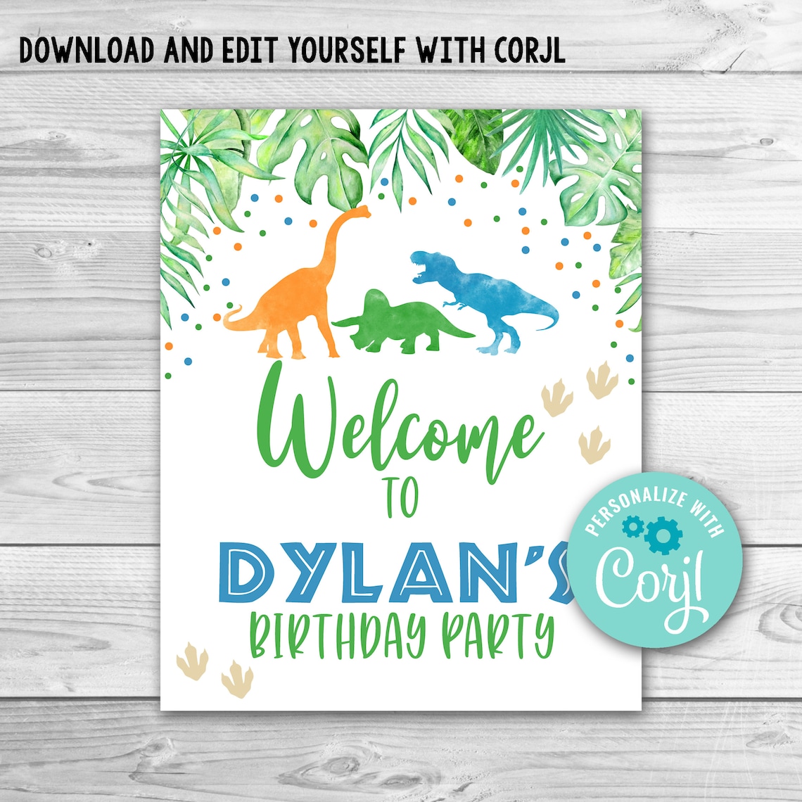 Editable Dinosaur Welcome Sign Instant Download Safari - Etsy