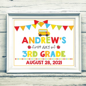 Editable First Day of Third Grade Sign First Day of School Sign ...