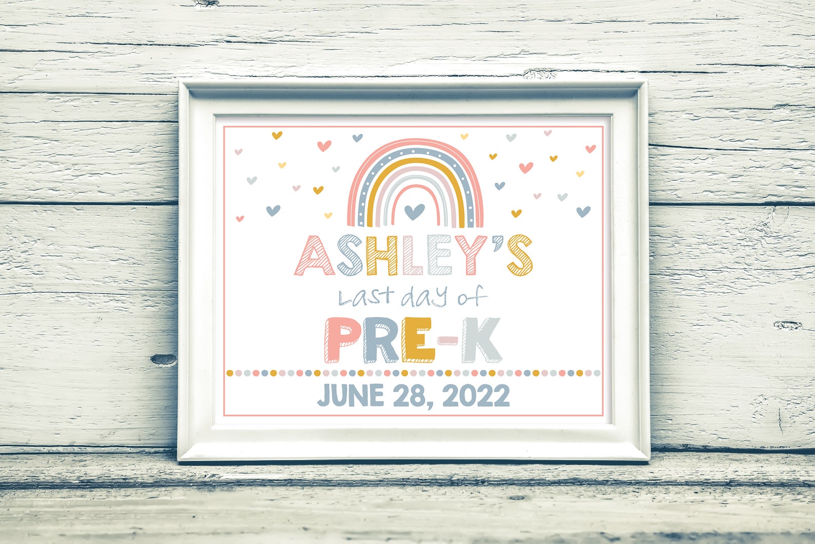 Editable Last Day of Pre-k Sign Boho Rainbow Last Day of - Etsy