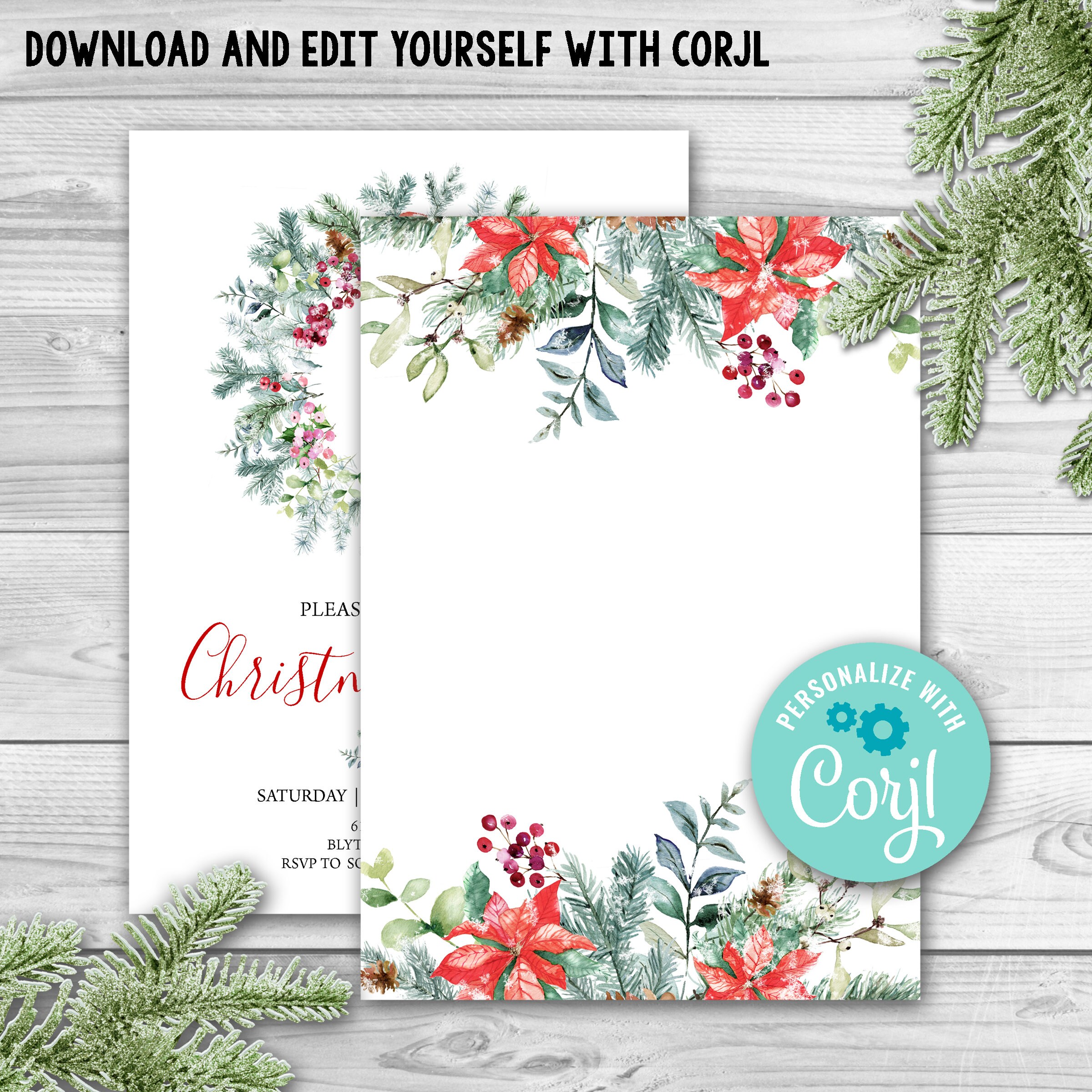 EDITABLE Christmas Party Invitation Christmas Invitations | Etsy