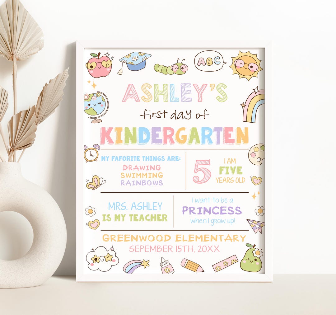 Editable First Day of Kindergarten Sign First Day of Preschool Board ...