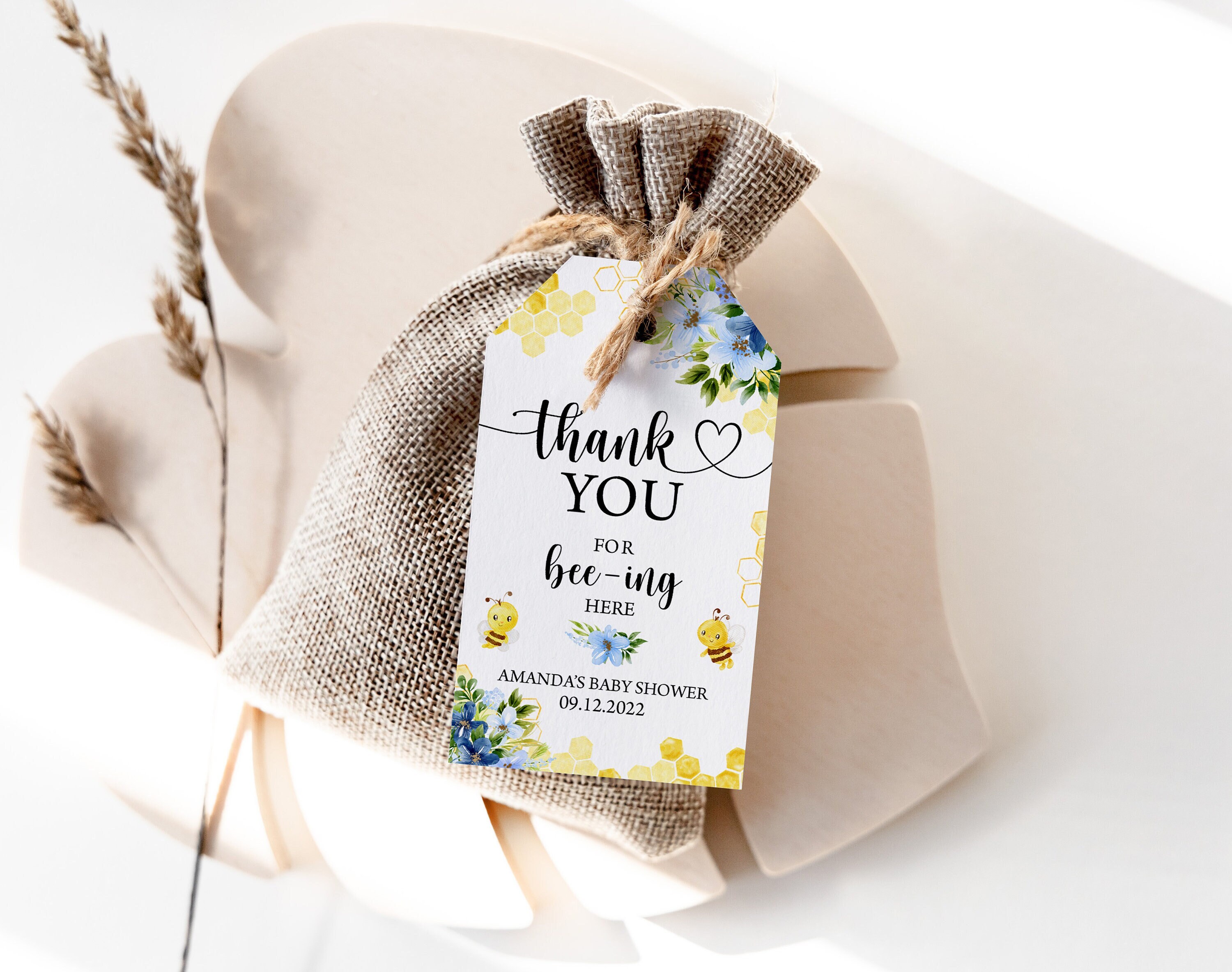 EDITABLE Bee Thank You Tags Thank You for Bee-ing Here Favor - Etsy