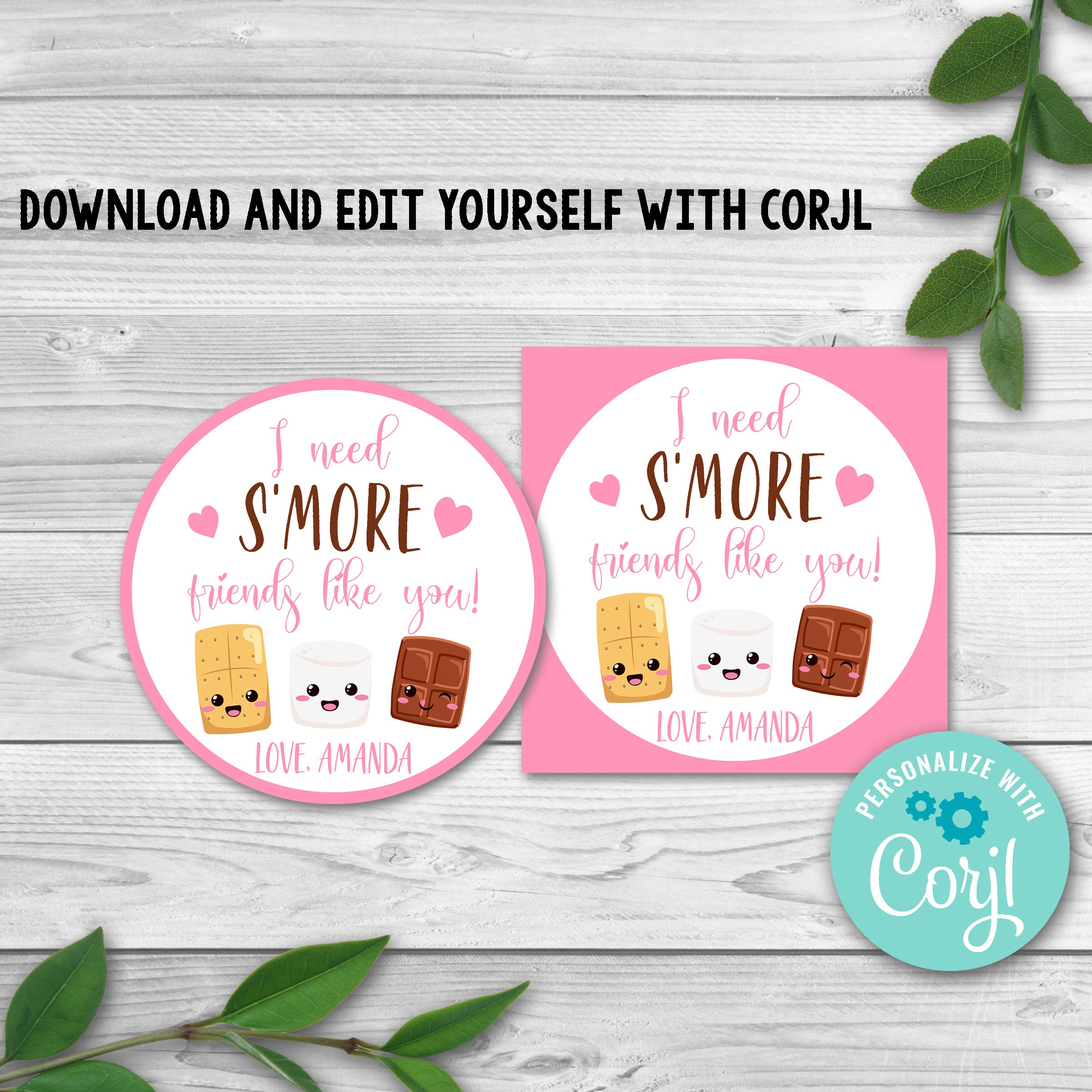 EDITABLE I Need S'more Friends Like You Valentine's Day Tags S'mores ...