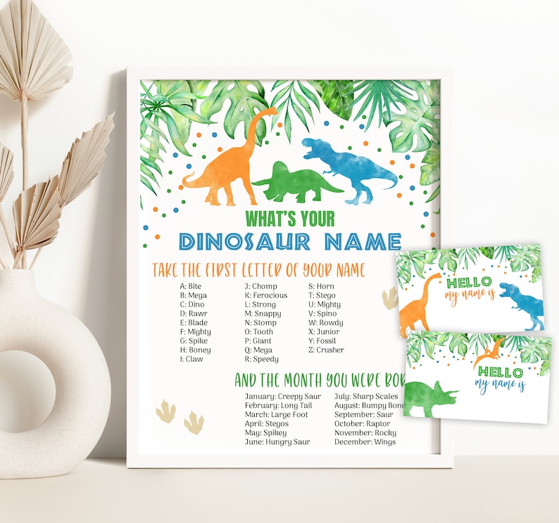 What is Your Dinosaur Name Game Dinosaur Party Sign Dinosaur Name Game ...