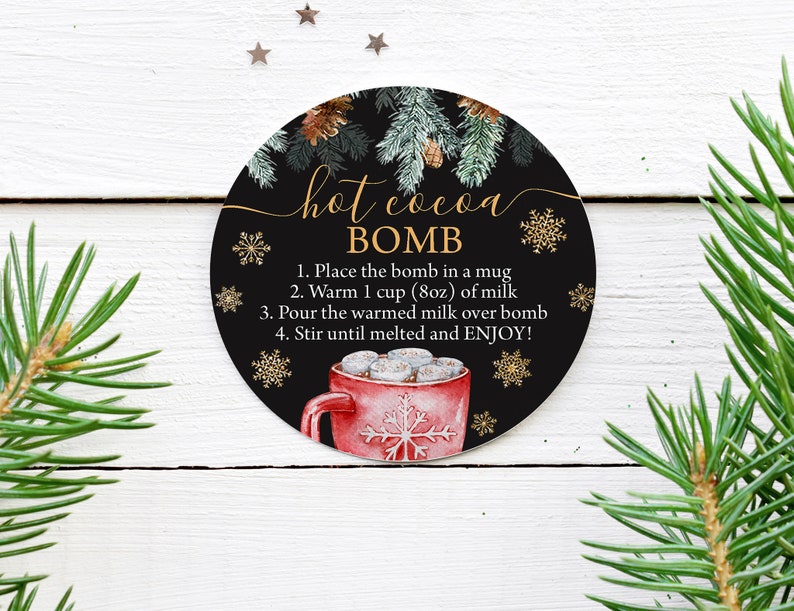 Hot Chocolate Bomb Tags Hot Cocoa Bomb Instructions Favor Tag - Etsy