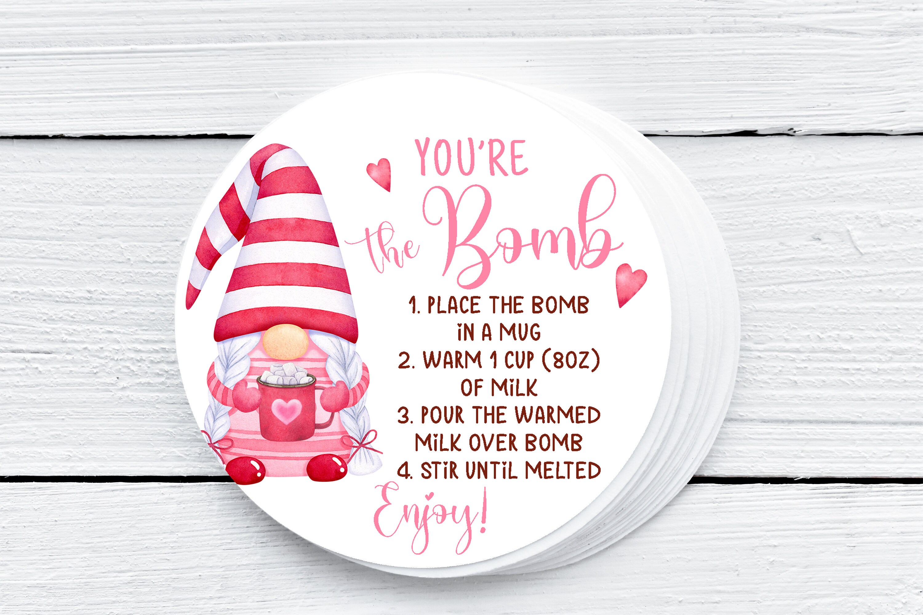 Editable Valentine Gnome Hot Cocoa Bomb Tags Gnome - Etsy