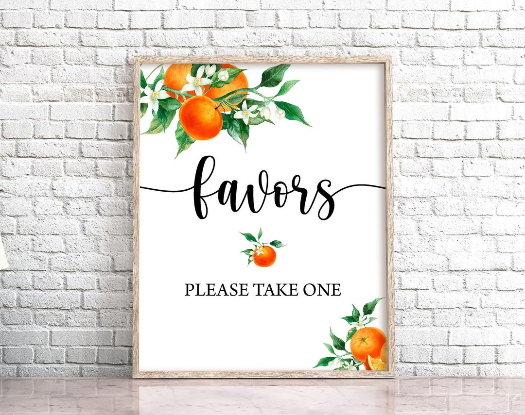 Orange Favors Sign Citrus Table Decor Sign Please Take One Sign A ...